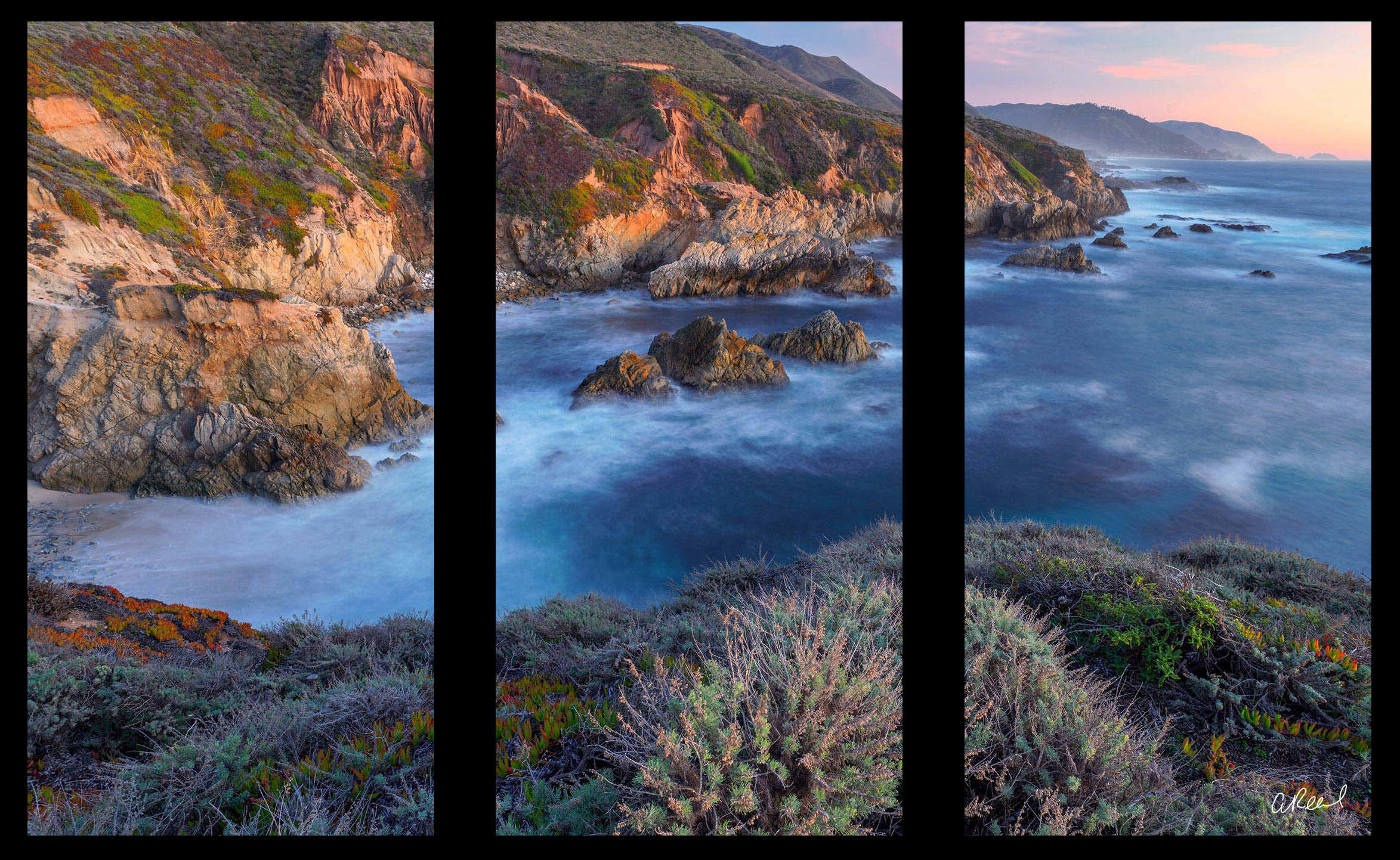 The Tides Triptych | Garapata State Park, CA | Fine Art Prints By Aaron Reed